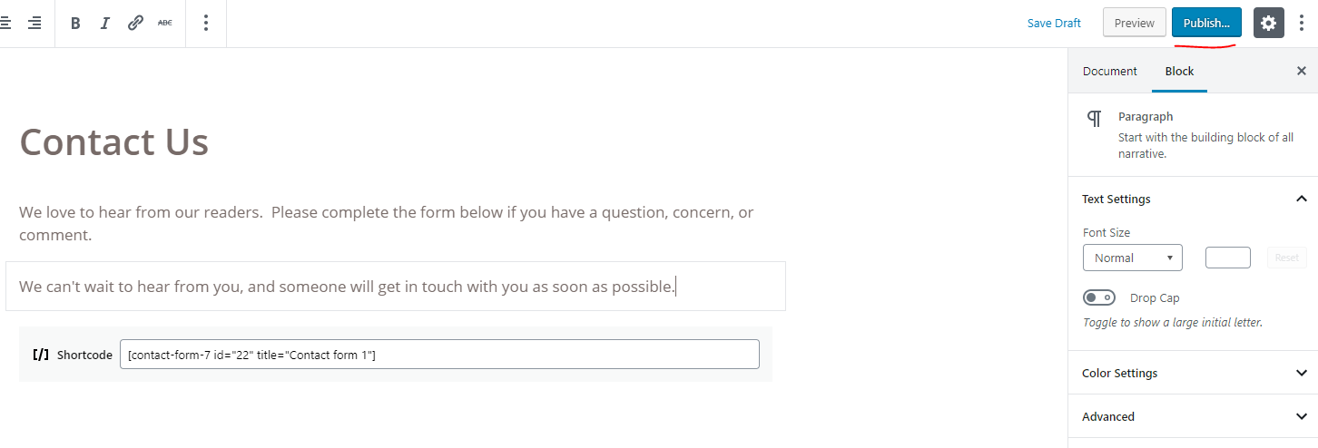 Add Contact Us Page - Create a Blog Tonight